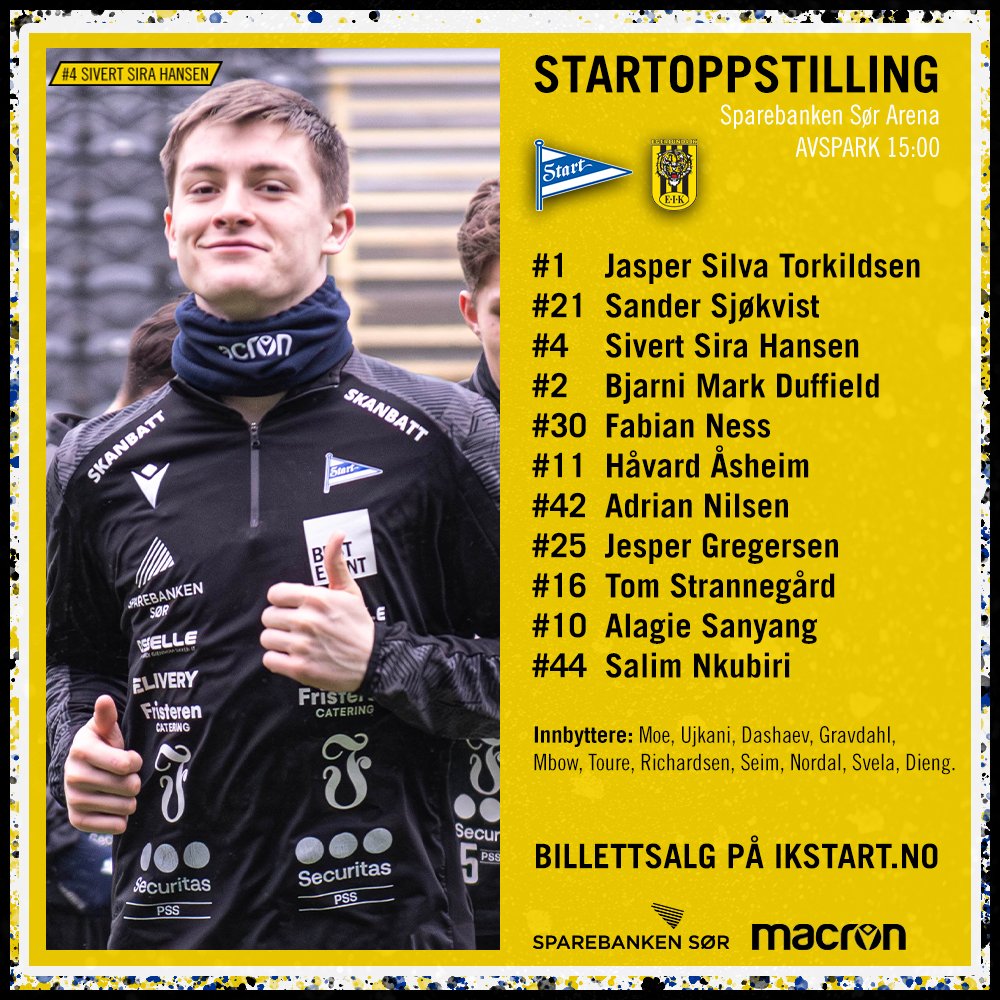 Tre endringer på laget - disse starter mot Egersund / Start